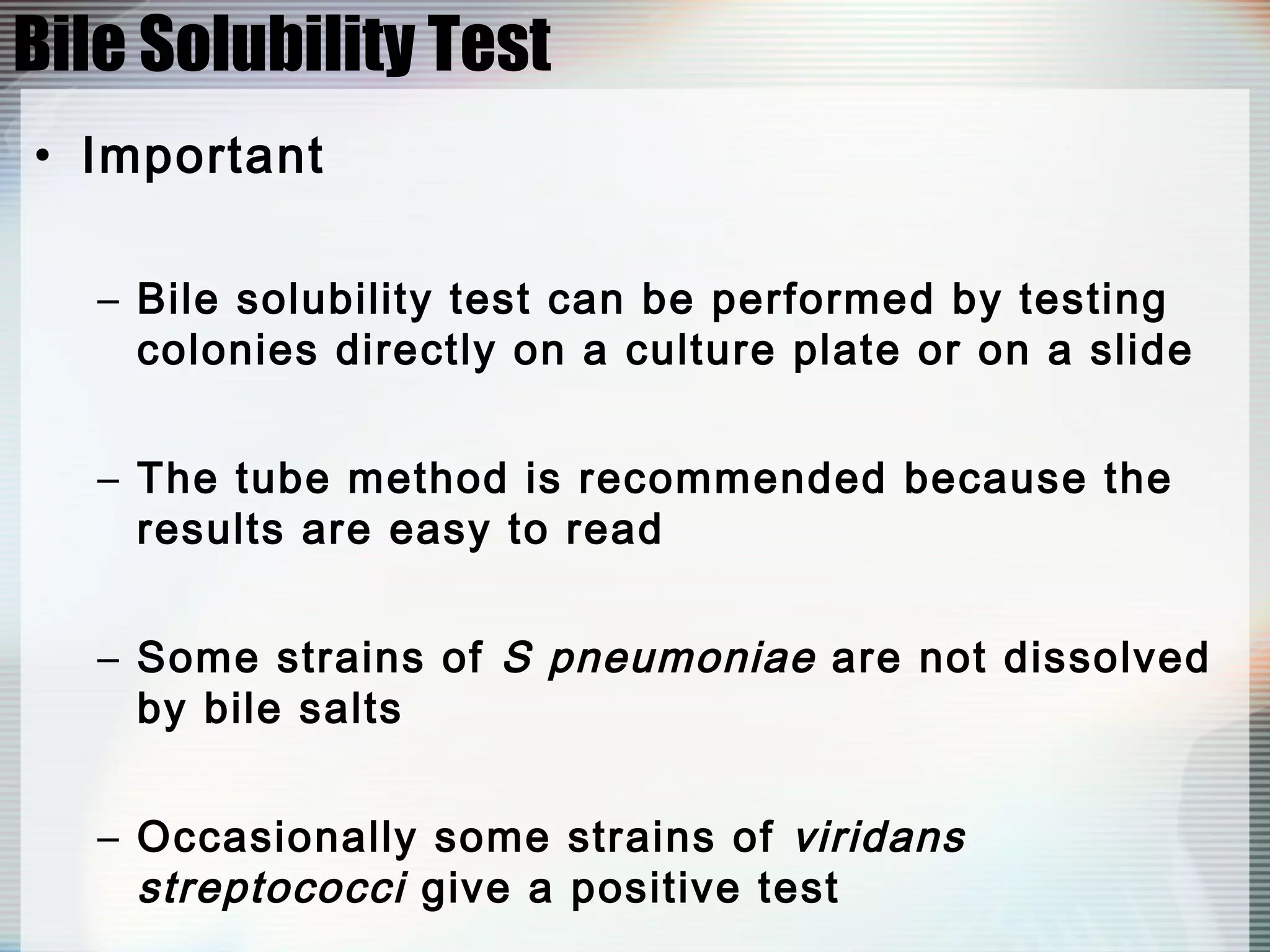 Biochemical tests for gram positive cocci | PPT