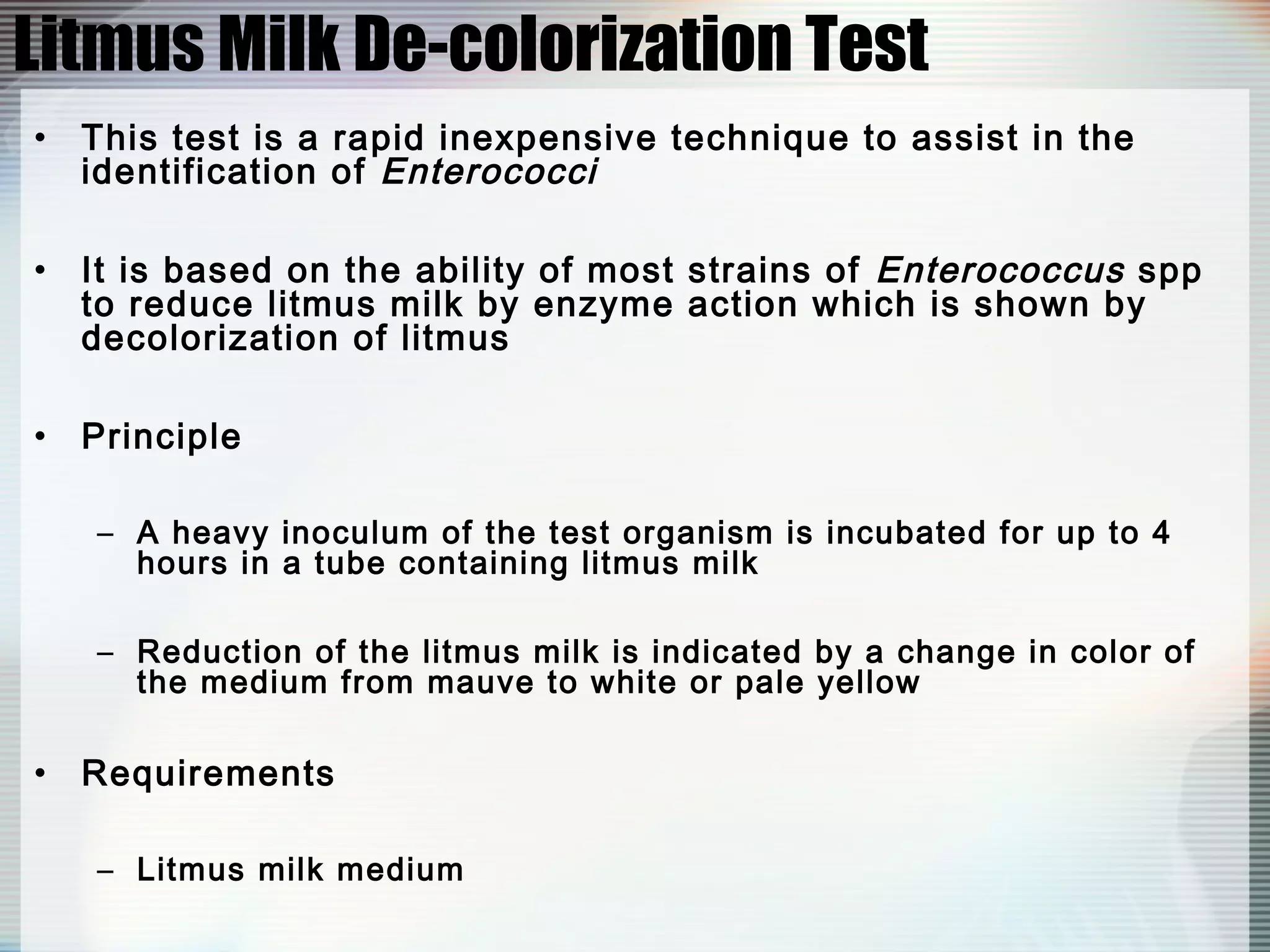 Biochemical tests for gram positive cocci | PPT