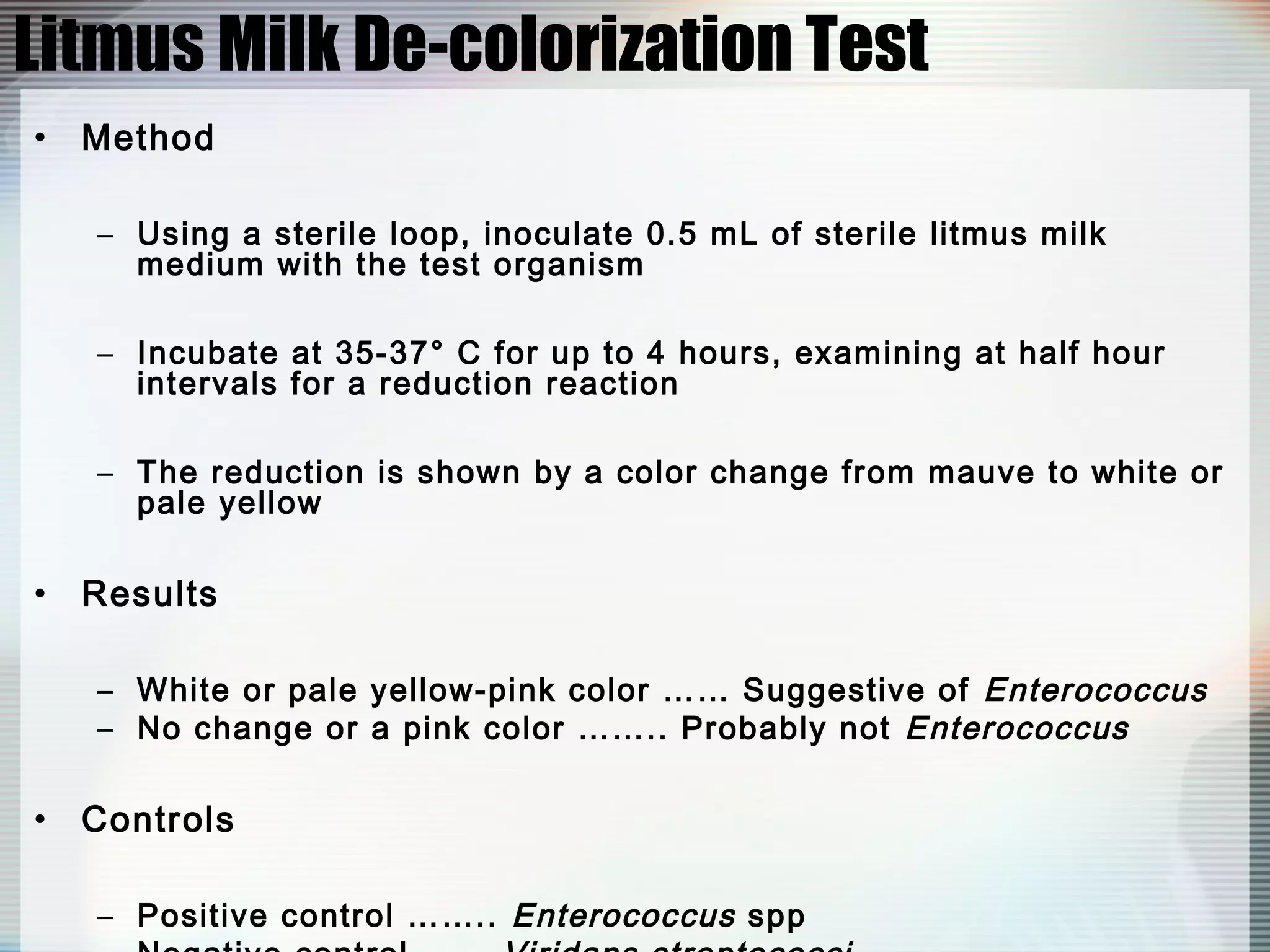 Biochemical tests for gram positive cocci | PPT