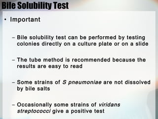 Biochemical tests for gram positive cocci | PPT