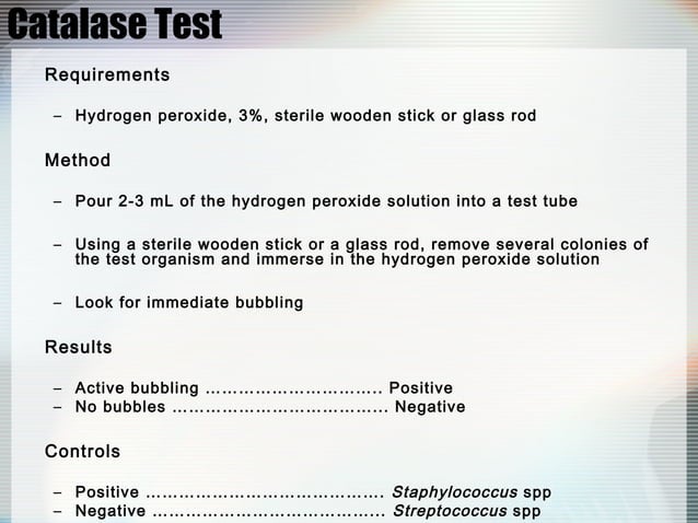 Biochemical tests for gram positive cocci | PPT