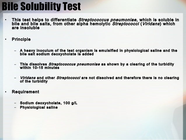 Biochemical tests for gram positive cocci
