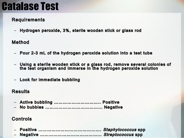 Biochemical tests for gram positive cocci