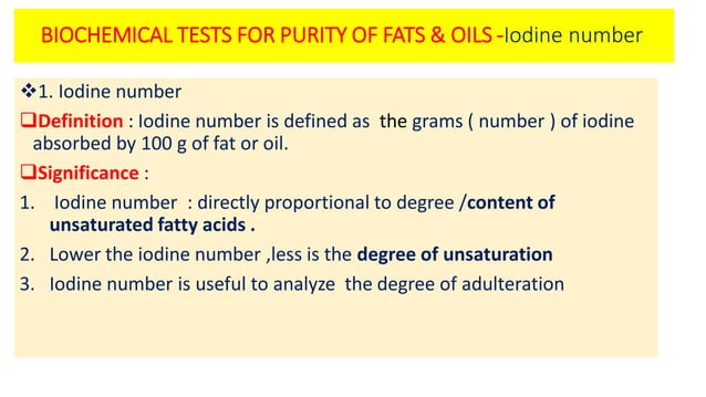 Biochemical tests for purity of fats & oils | PDF | Thyroid Disorders ...