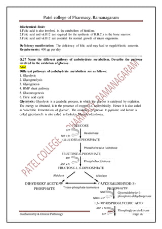 Biochemistry Biochemistry and clinical pathology -NOTES | DOCX