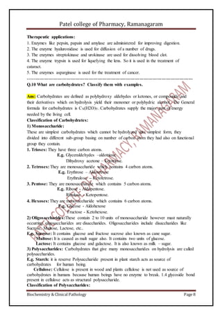 Biochemistry Biochemistry and clinical pathology -NOTES | DOCX