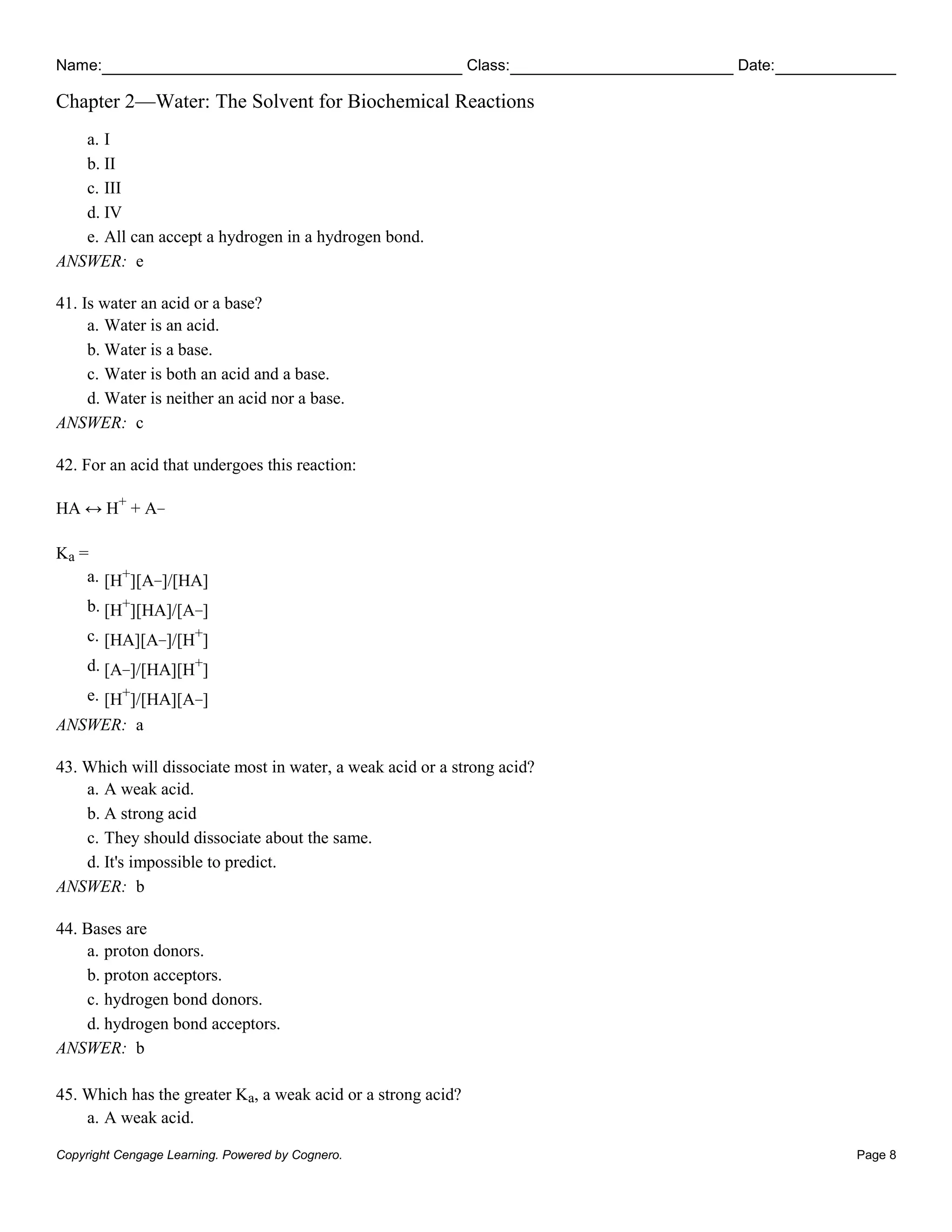 Biochemistry 8th Edition Campbell Test Bank | PDF