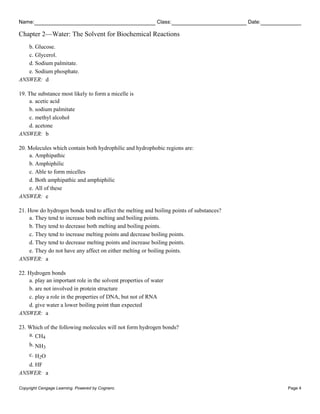 Biochemistry 8th Edition Campbell Test Bank | PDF