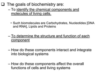 Biochemistry 01(introduction) to biochemistry | PDF