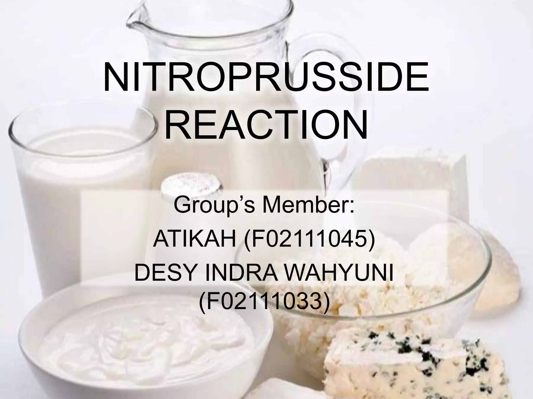 [Biochemistry 1] nitroprusside reaction | PPT
