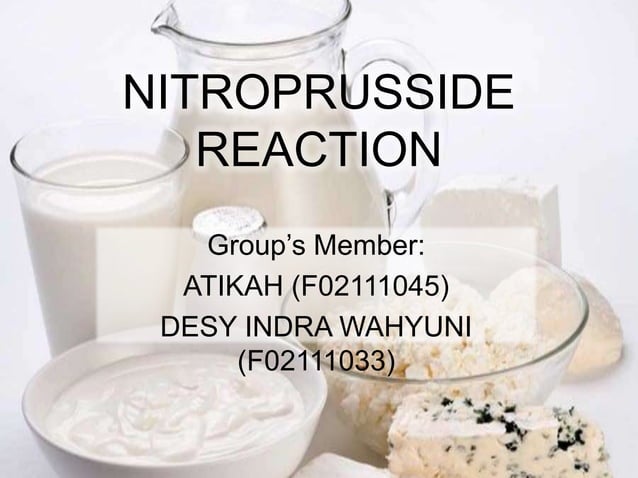 [Biochemistry 1] nitroprusside reaction | PPT