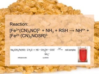 [Biochemistry 1] nitroprusside reaction | PPT