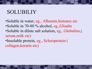 Introduction to protein ,classification, structure, properties ...