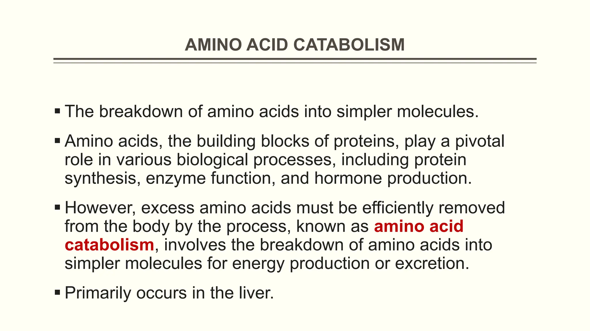 Catabolism of amino acids, transamination and deamination | PPTX