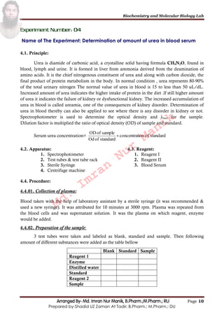 Biochemistry and molecular biology lab MANIK | PDF