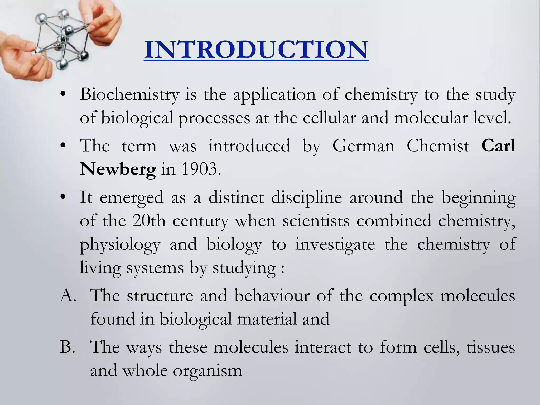 Biochemistry, Biomolecules and Cell: An Introduction | PPTX