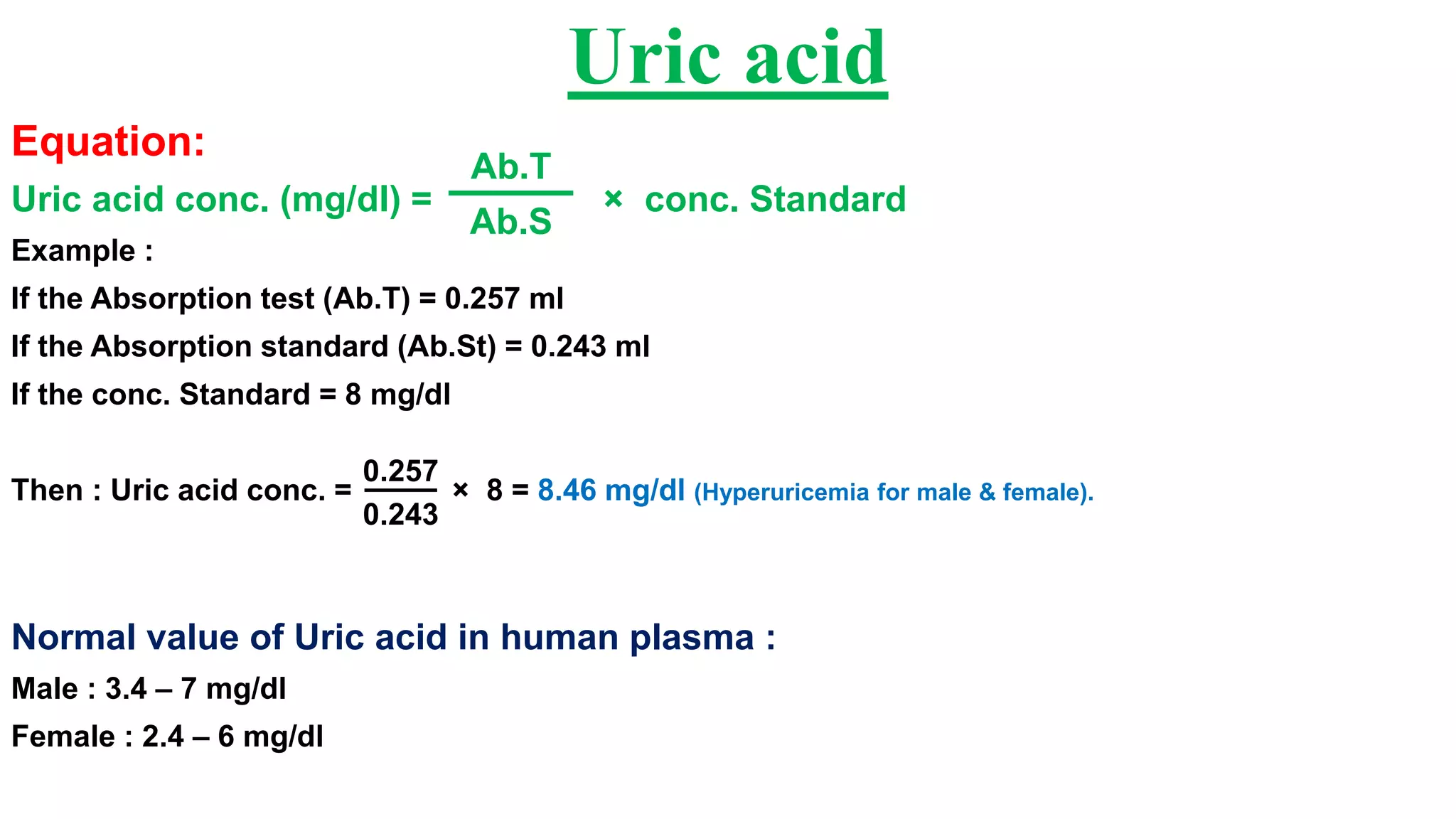 Biochemistry (estimation of creatinine and uric acid) | PDF