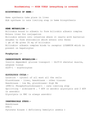 Biochemistry high yield points by GIMS | PDF