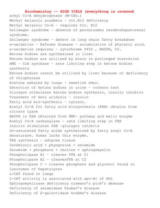 Biochemistry high yield points by GIMS | PDF