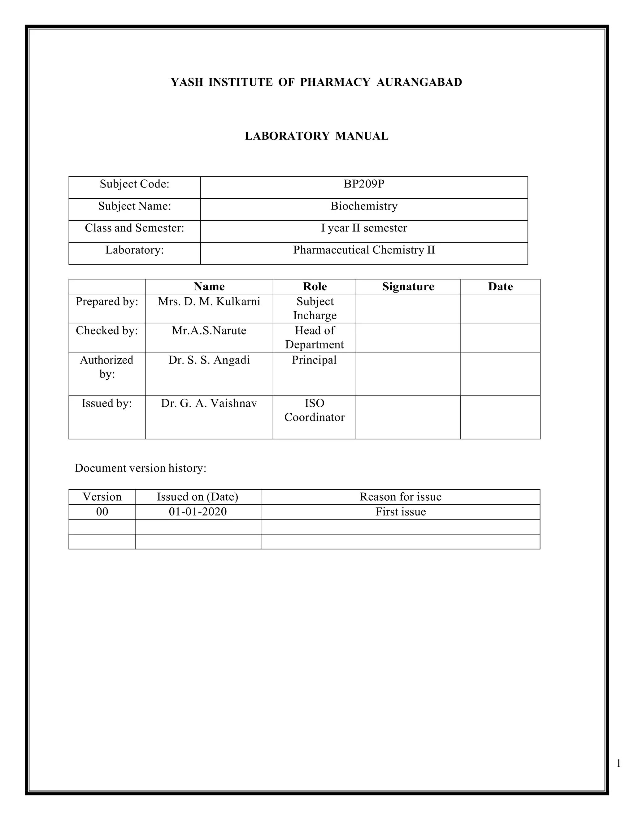 Biochemistry lab manual II semester | PDF