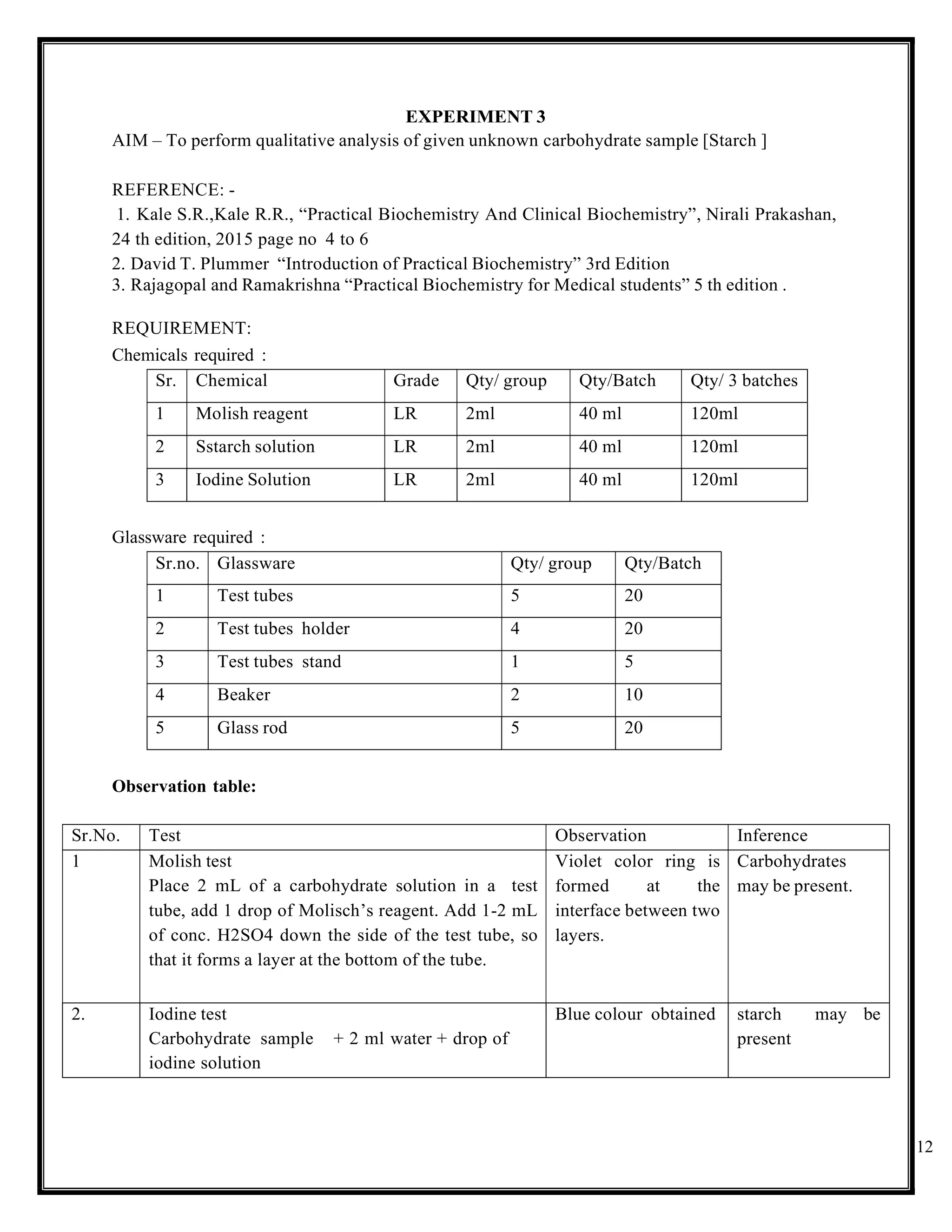 Biochemistry lab manual II semester | PDF