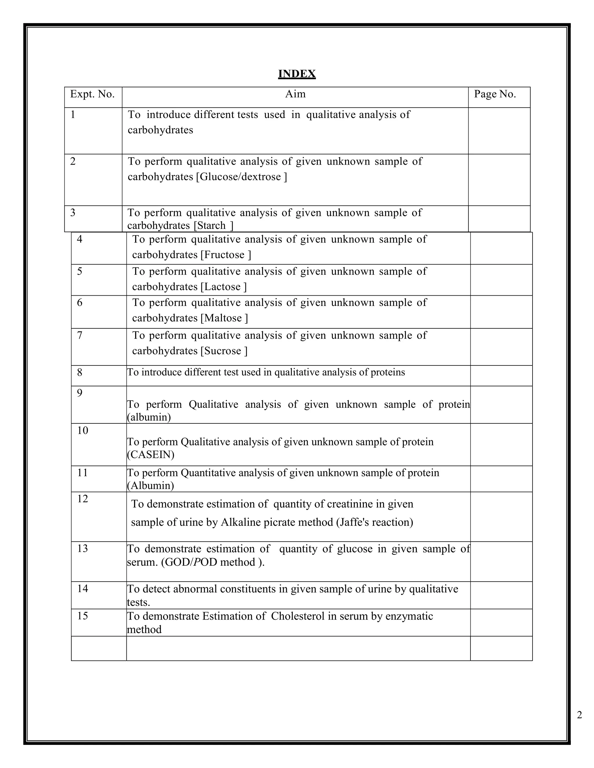 Biochemistry lab manual II semester | PDF
