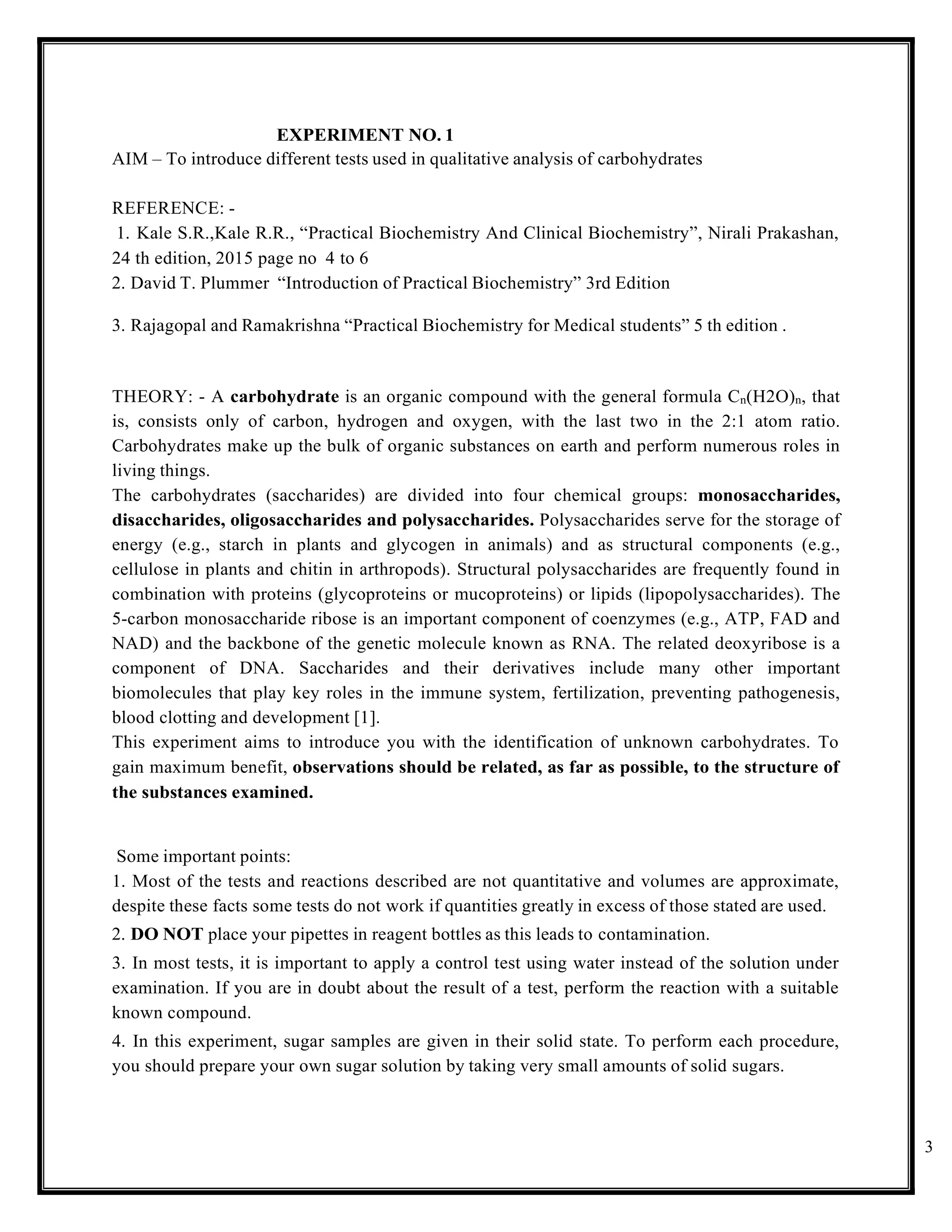 Biochemistry lab manual II semester | PDF