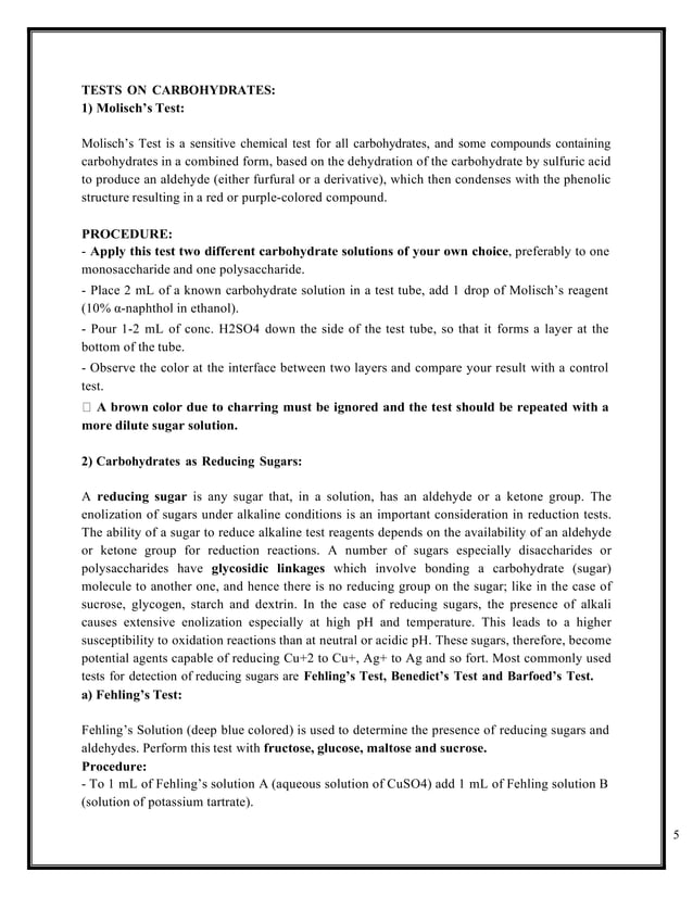 Biochemistry lab manual II semester | PDF