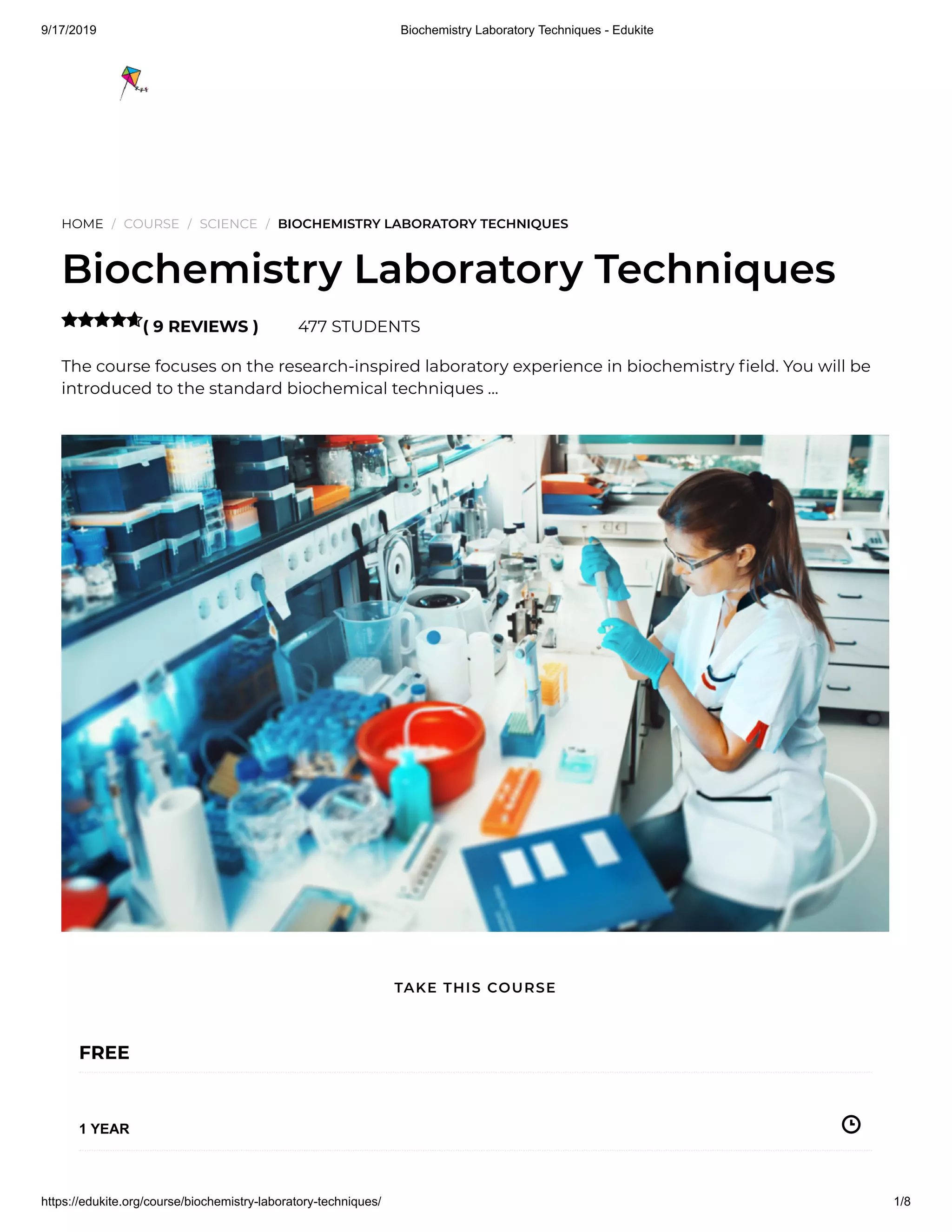 Biochemistry Laboratory Techniques - Edukite | PDF
