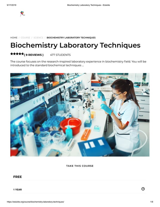 Biochemistry Laboratory Techniques - Edukite | PDF