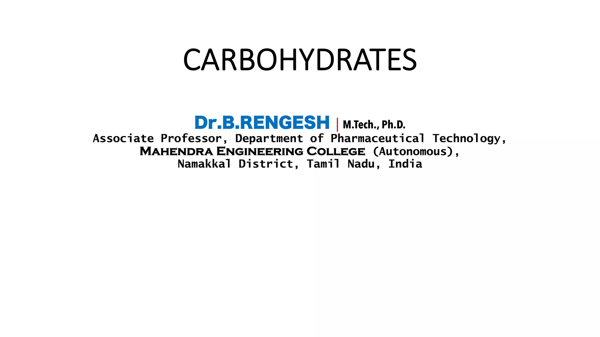 Biochemistry lecture notes carbohydrates | PDF
