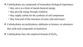 Biochemistry lecture notes carbohydrates | PDF