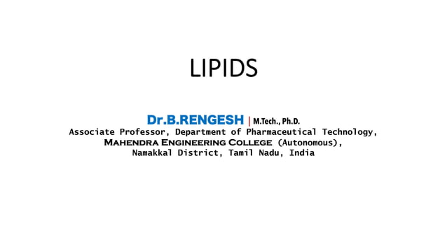 Biochemistry lecture notes lipids | PDF