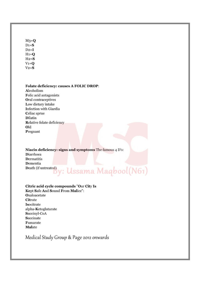 Biochemistry mnemonics | PDF