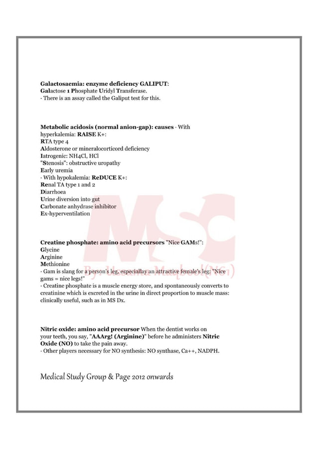 Biochemistry mnemonics | PDF