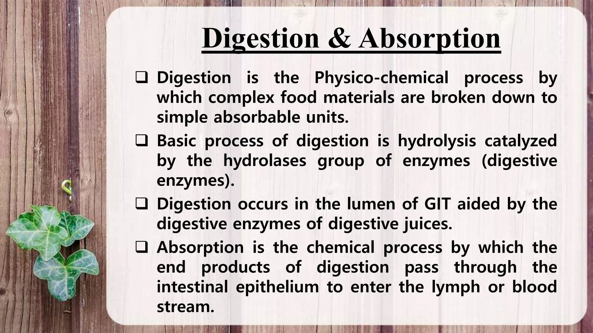 Biochemistry of Digestion & Absorption | PPTX