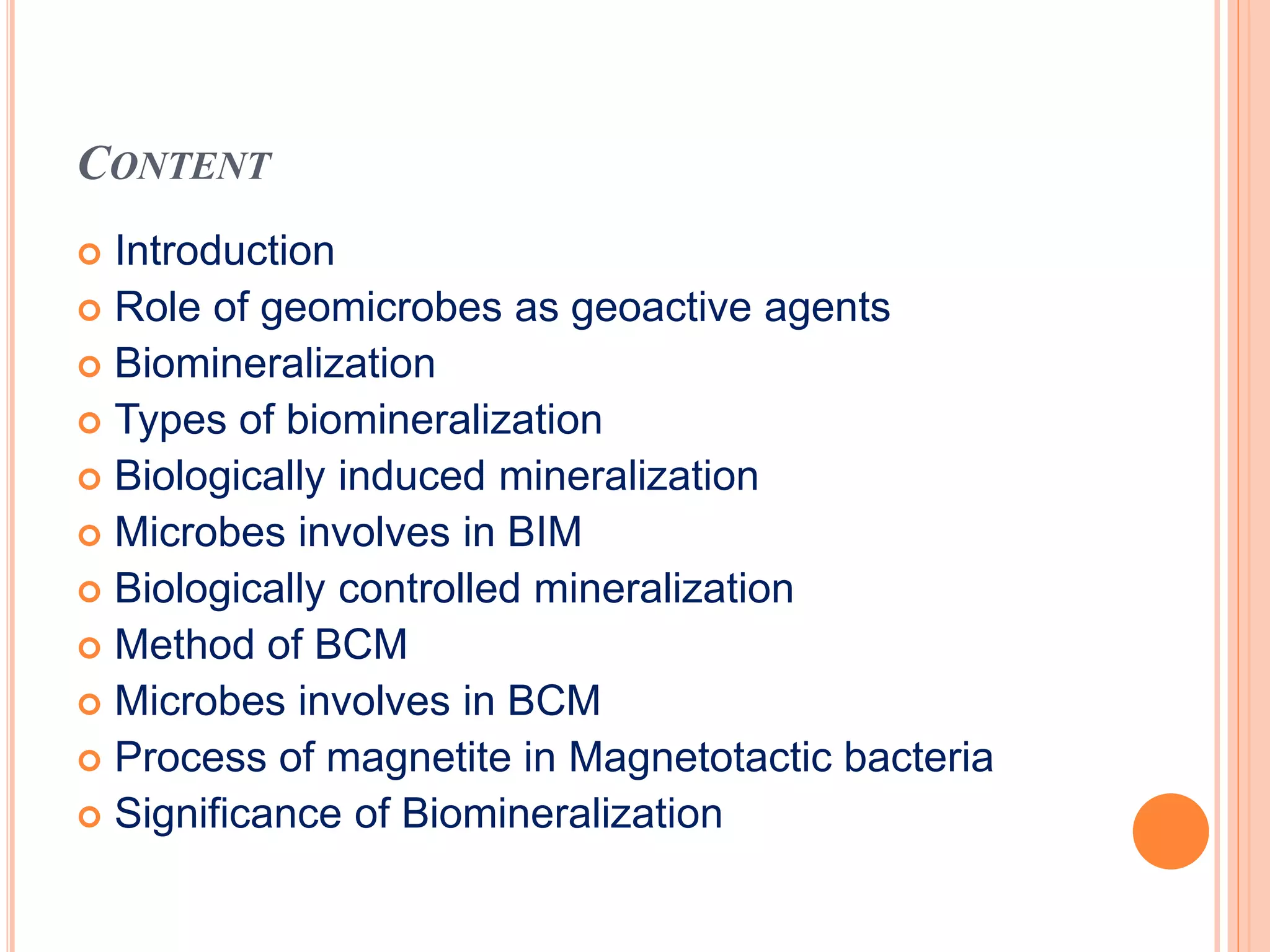 Biochemistry of geo microbes & Biomineralization | PPTX