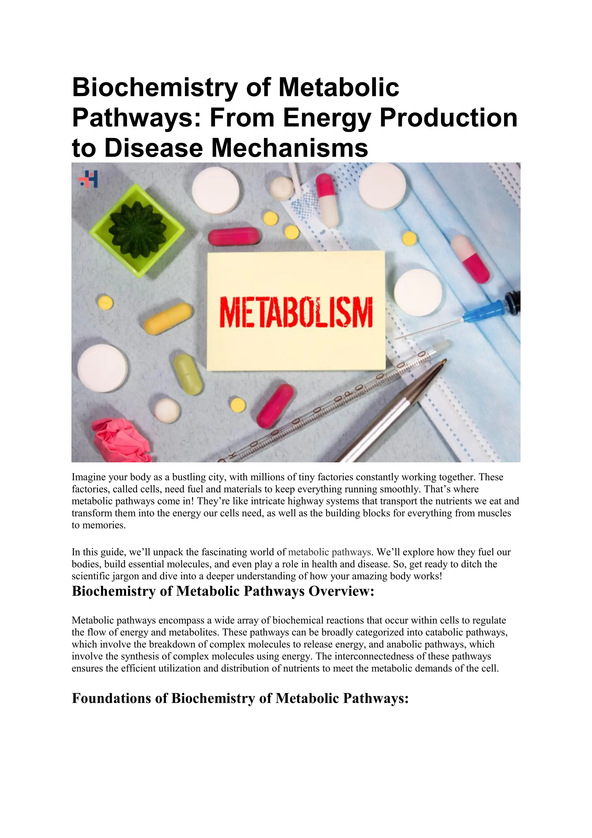 Biochemistry of Metabolic Pathways: From Energy Production to Disease ...