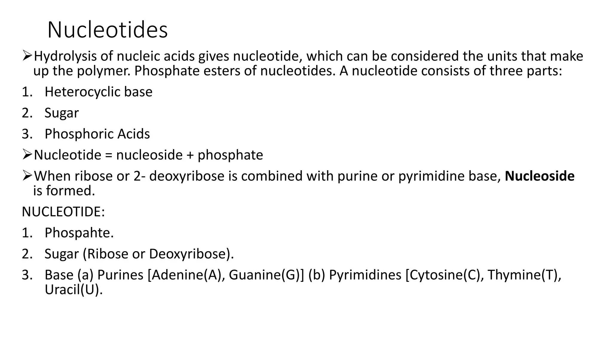 BIOCHEMISTRY OF NUCLEIC ACIDS.pptx | Chemistry | Science