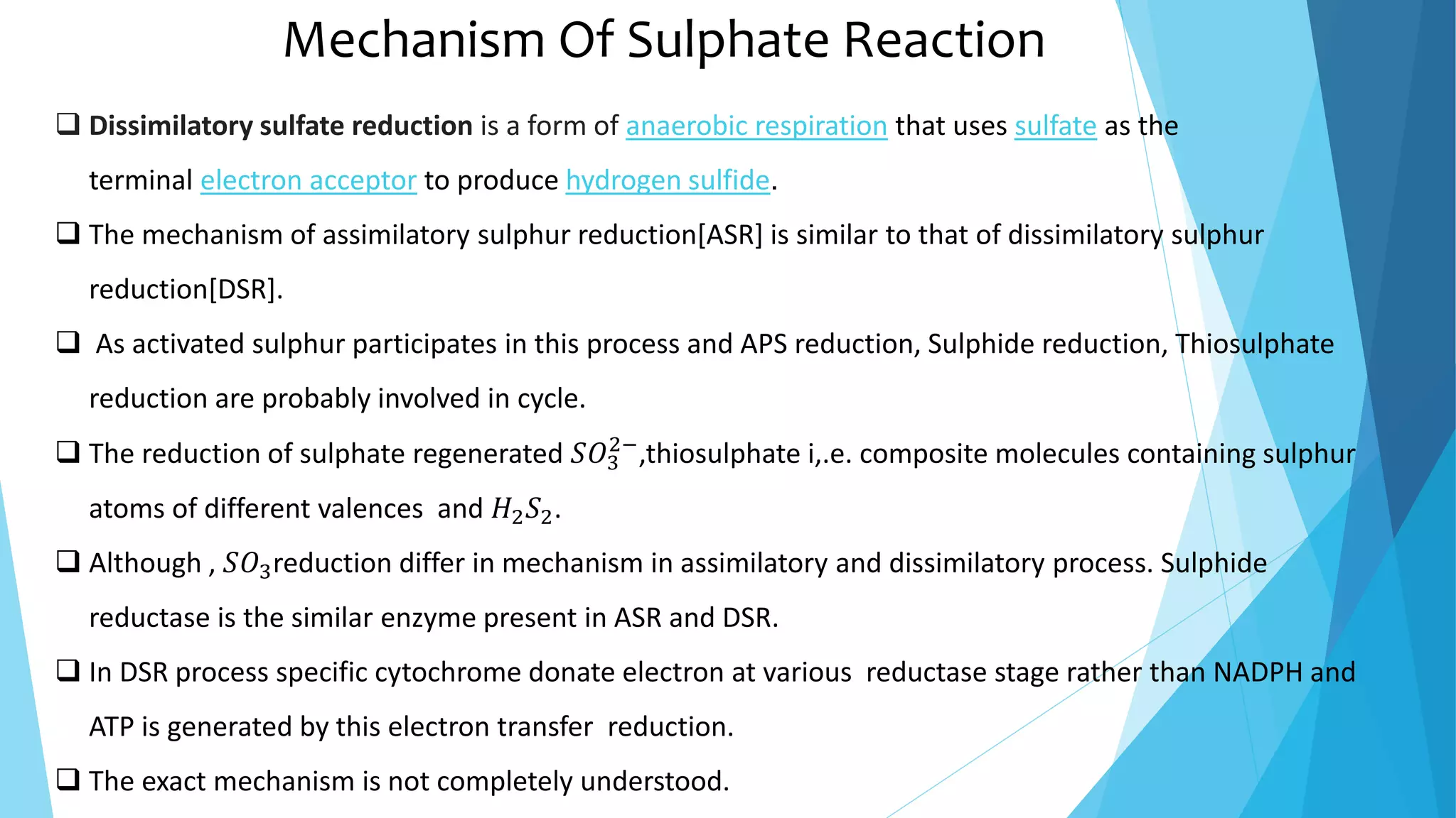 Biochemistry of sulphur reduction | PPTX