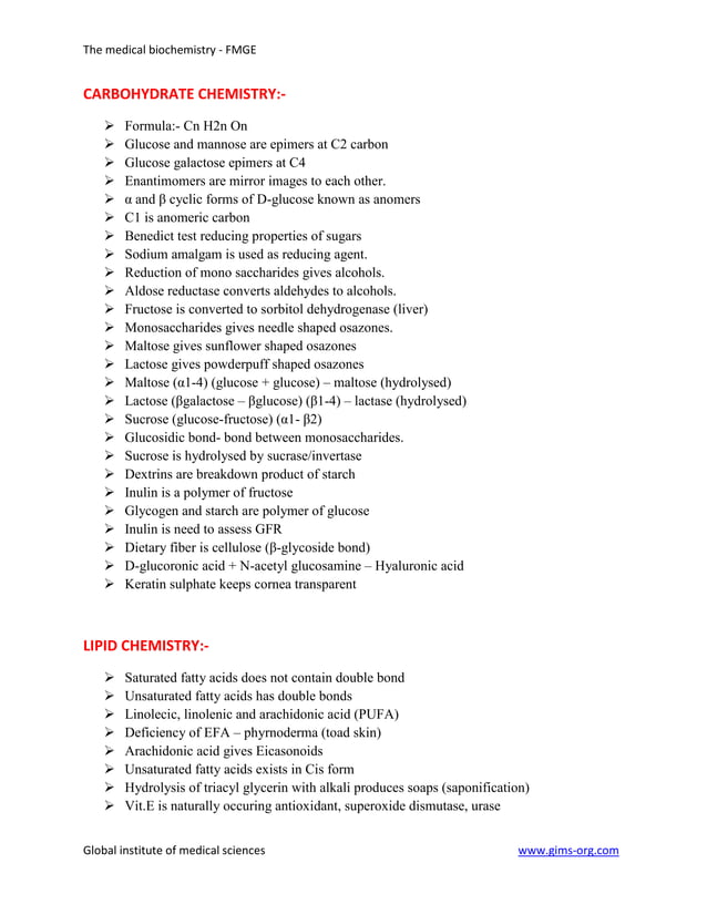Biochemistry high yield part 1 | PDF | Chemistry | Science
