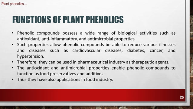 Phenolics: types, biosynthesis and functions. | PPTX | Chemistry | Science