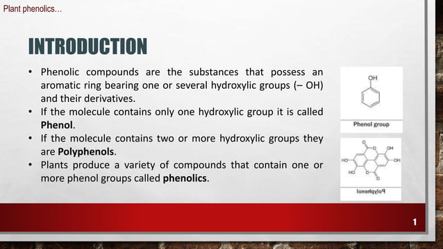 Phenolics: types, biosynthesis and functions. | PPTX | Chemistry | Science