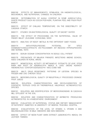 Biochemistry project topics and materials | DOCX