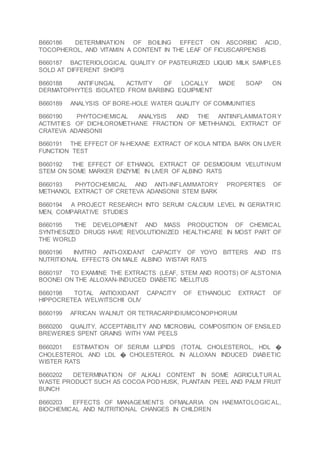 Biochemistry project topics and materials | DOCX
