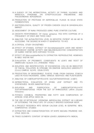 Biochemistry project topics and materials | DOCX