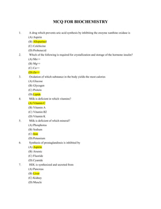Biochemistry Questions pool with Answer Key.docx