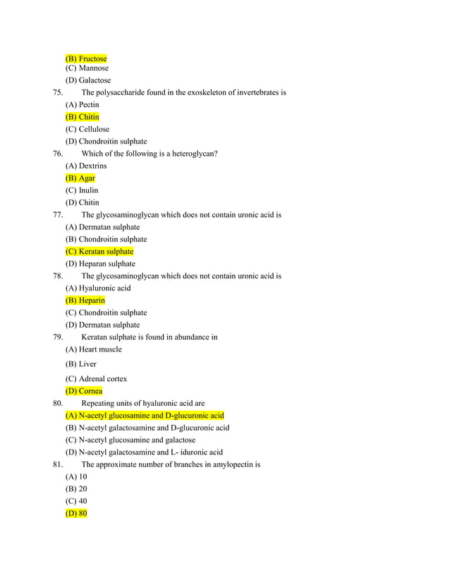 Biochemistry Questions pool with Answer Key.docx | Biological Sciences ...