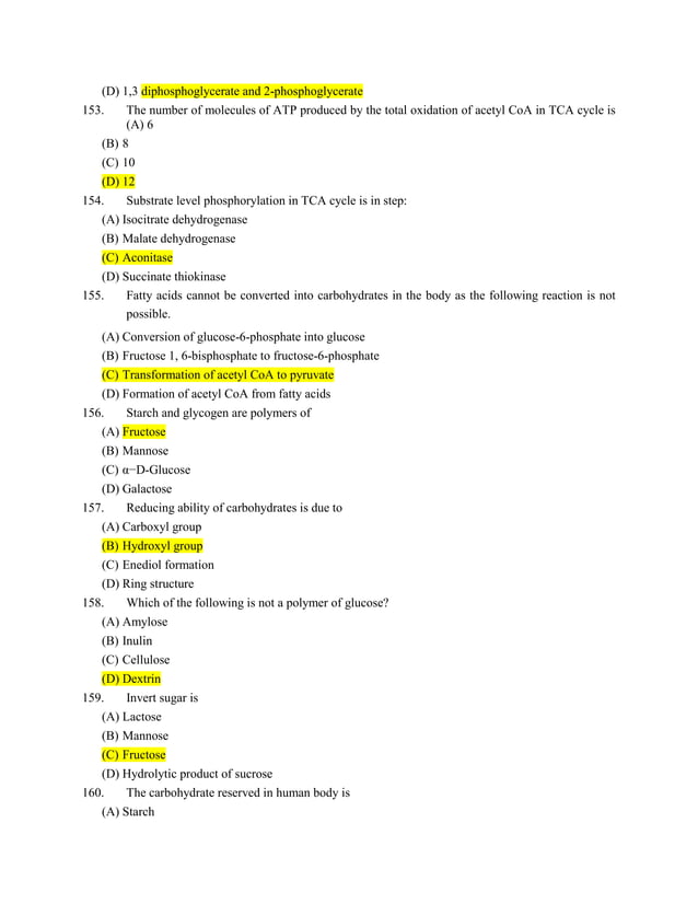Biochemistry Questions pool with Answer Key.docx | Biological Sciences ...