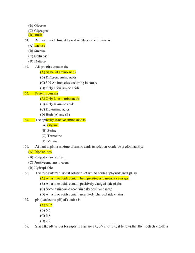 Biochemistry Questions pool with Answer Key.docx | Biological Sciences ...